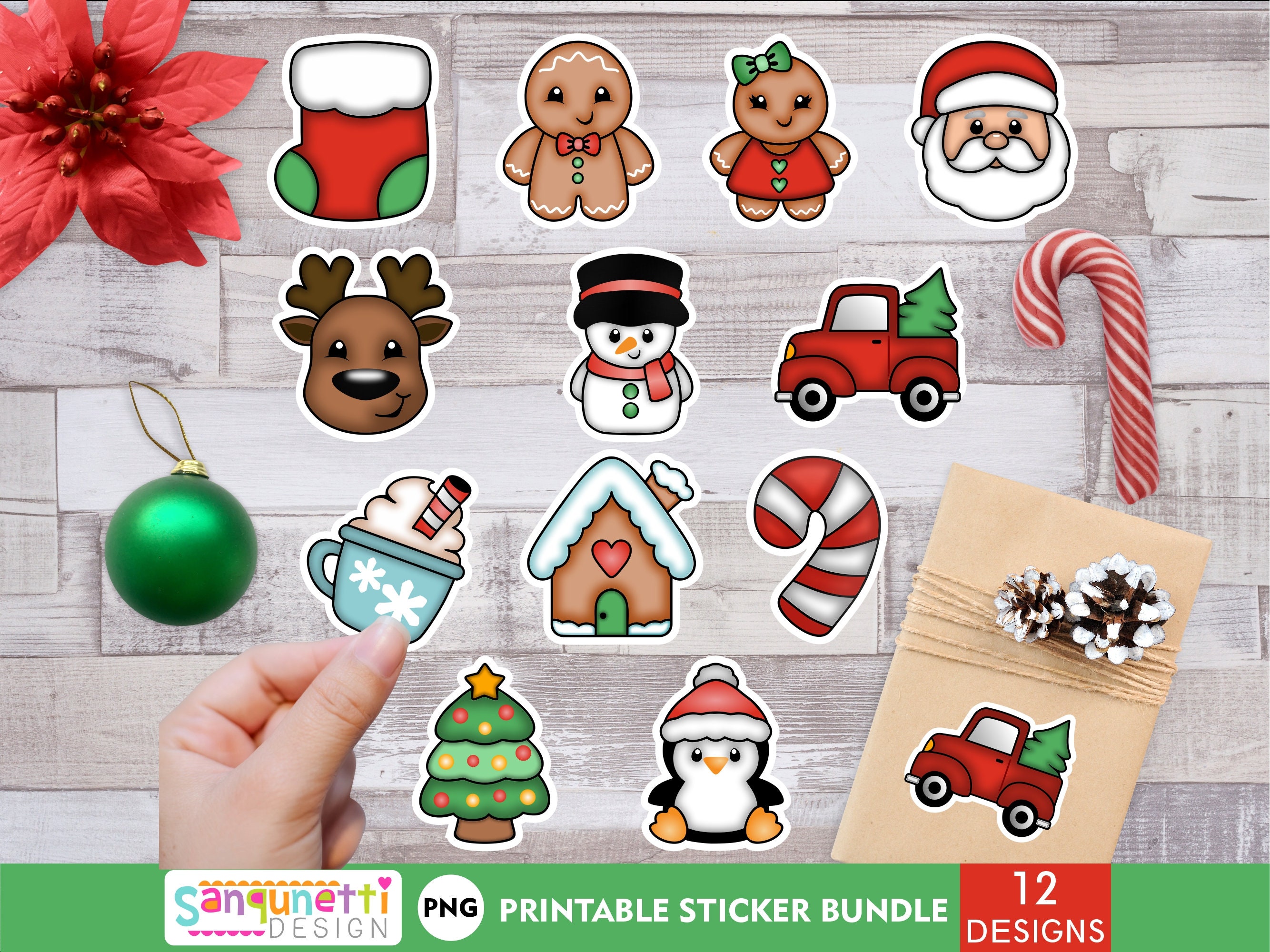 Chunky Christmas Stickers, Cute Christmas Stickers - Etsy