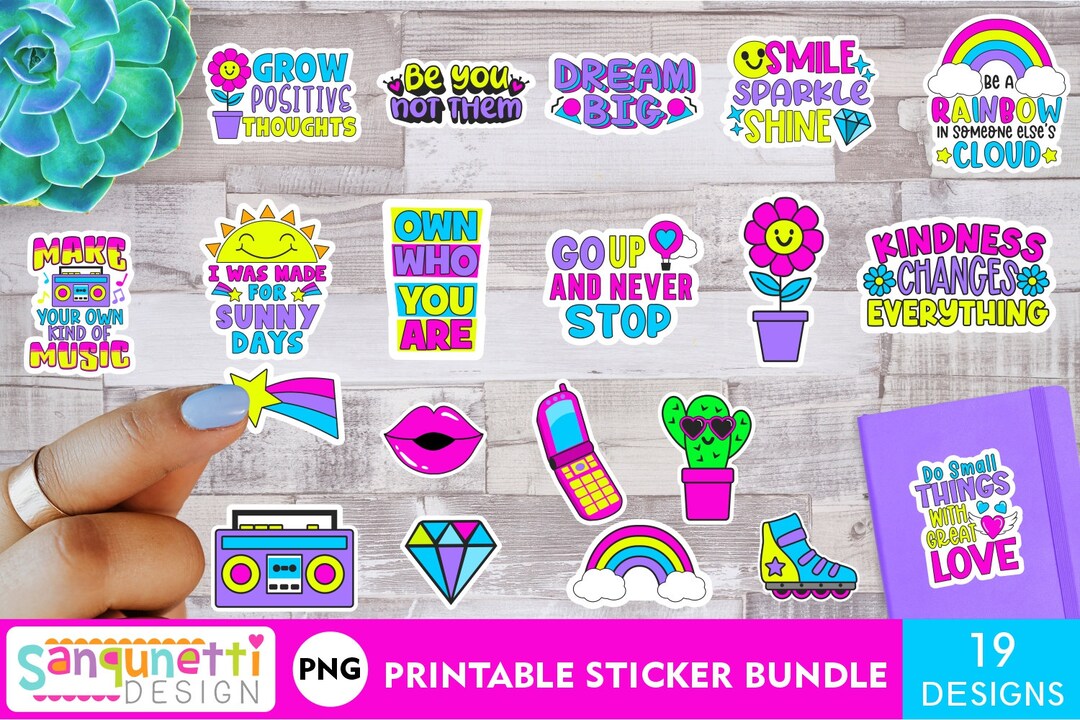 90s Inspirational PNG Stickers, Nineties Printable Digital Stickers - Etsy