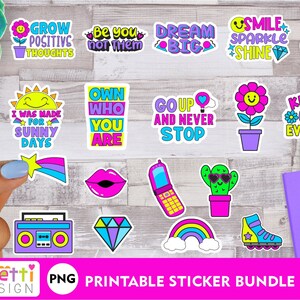 90s Inspirational PNG Stickers, Nineties Printable Digital Stickers - Etsy