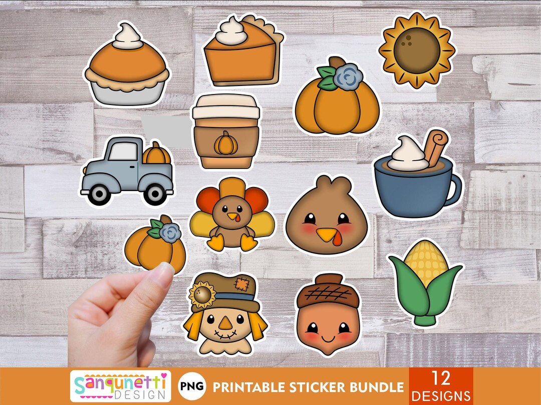 Cute Thanksgiving PNG Stickers | Fall Digital Stickers - Etsy