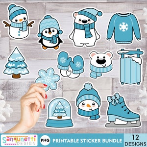 Adorable Winter PNG Sticker Bundle Winter Character Digital Stickers - Etsy