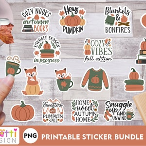 Cozy Fall Sticker PNG Bundle, Autumn Digital Stickers - Etsy