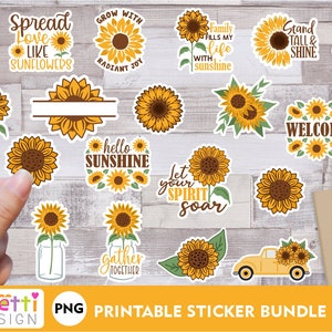 Sunflower PNG Stickers, Sunflower Digital Sticker Bundle - Etsy