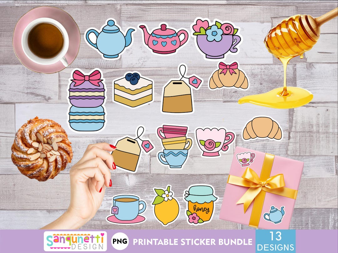 Cute Chunky Tea Set PNG | Pastel Kawaii Tea Stickers | Teacup & Teapot ...