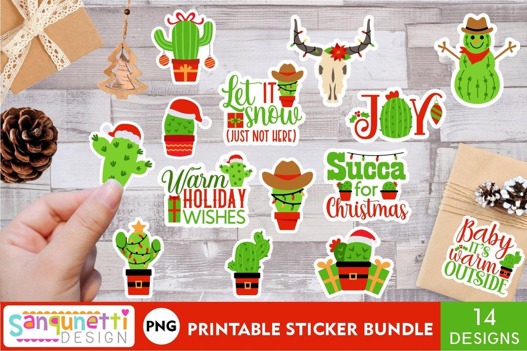 Desert Christmas Cactus PNG Stickers (digital Download) - Etsy
