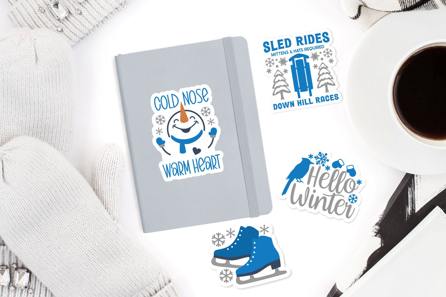 Winter Digital PNG Sticker Bundle, Snowman Digital Stickers - Etsy
