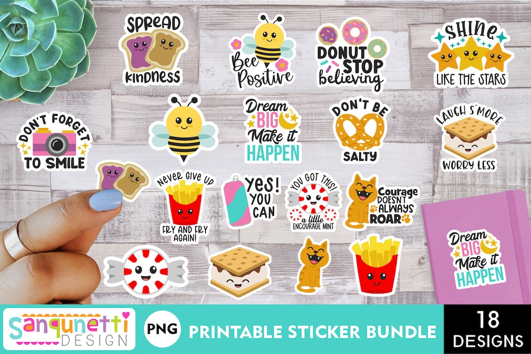 Cute Positivity PNG Sticker Bundle, Inspirational Digital Stickers - Etsy