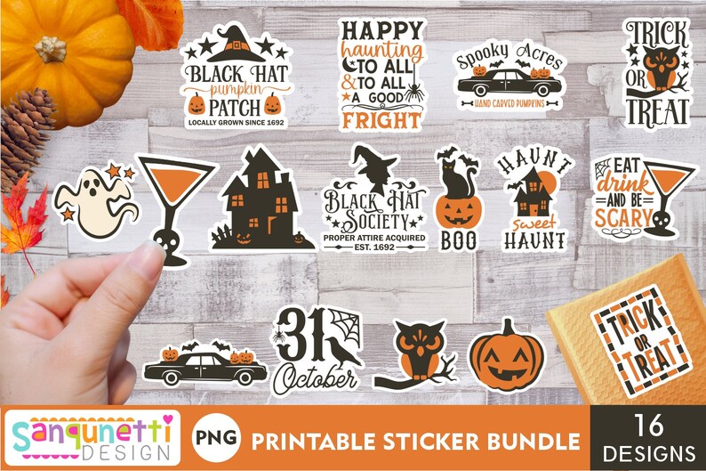 Vintage Halloween PNG Stickers Halloween Digital Sticker - Etsy