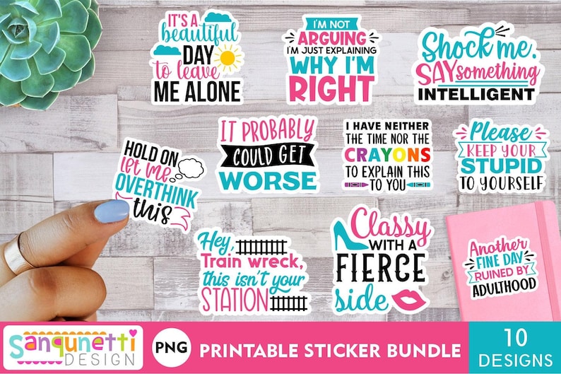 Funny PNG Stickers, Sarcastic Digital Sticker Bundle - Etsy