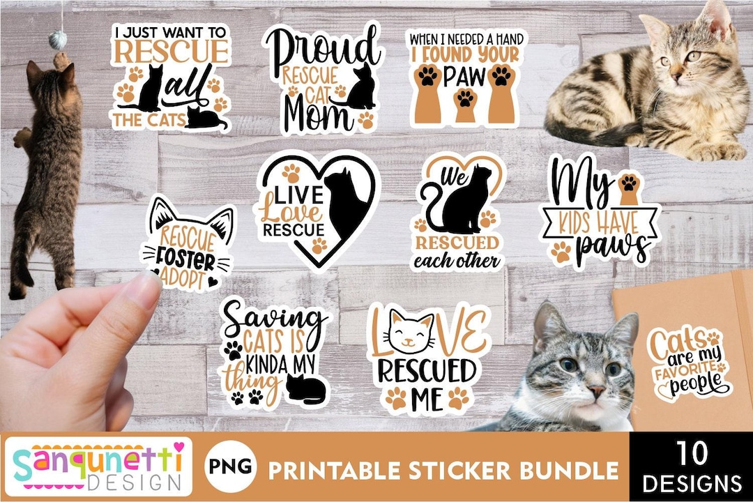 Rescue Cat PNG Stickers, Rescue Cat Digital Stickers - Etsy