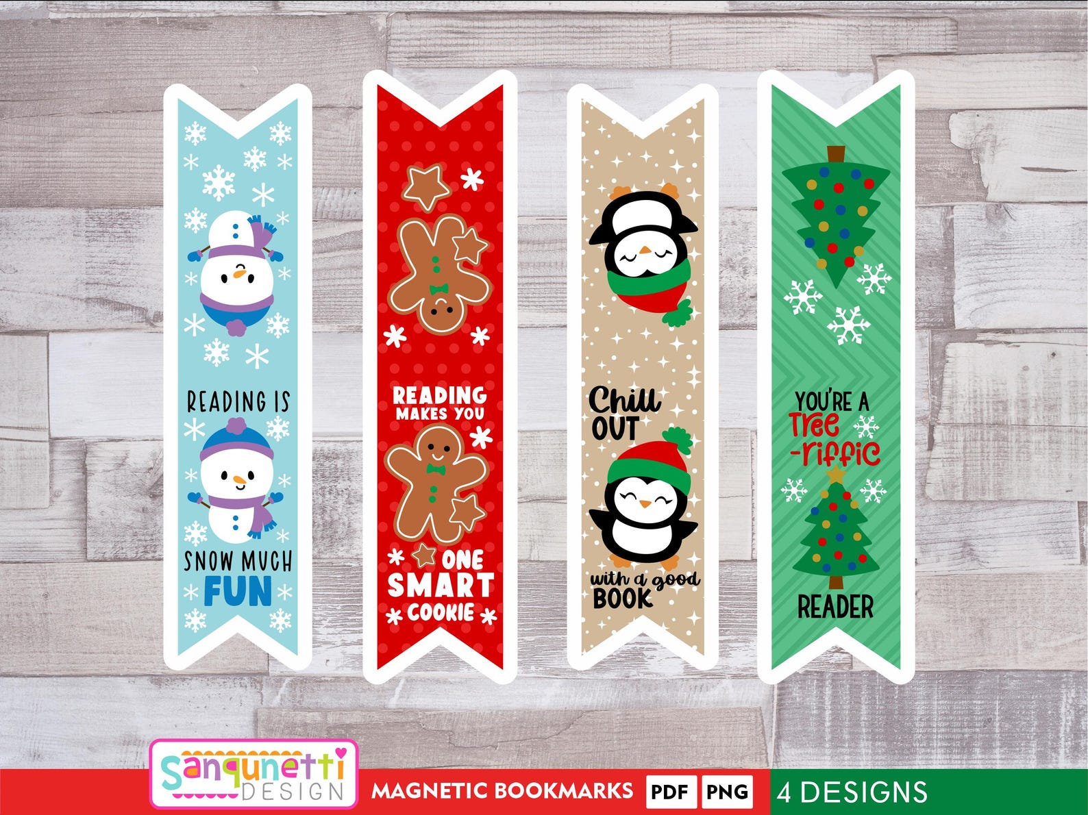 Printable Christmas Bookmarks | Holiday Magnetic Bookmark Set | PDF ...