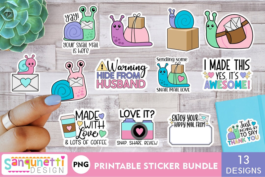 Snail Mail Packaging PNG Sticker Bundle, Snail Mail Digital Stickers - Etsy