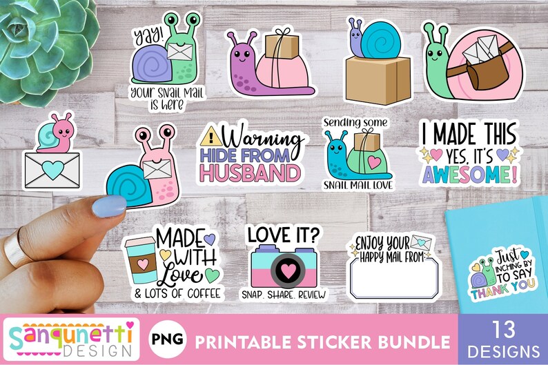 Snail Mail Packaging PNG Sticker Bundle, Snail Mail Digital Stickers - Etsy