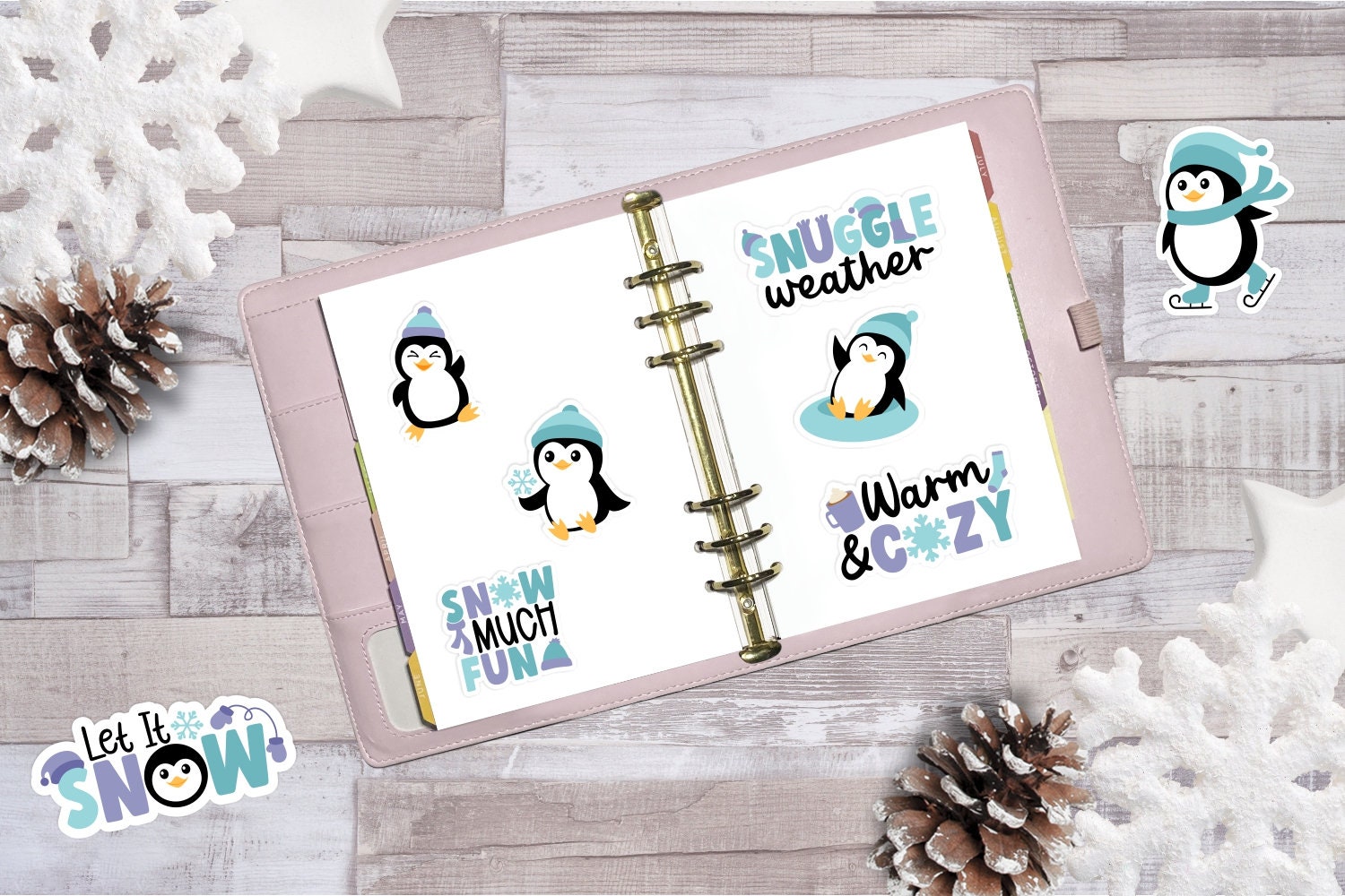 Penguin PNG Stickers, Winter Digital Sticker Bundle - Etsy