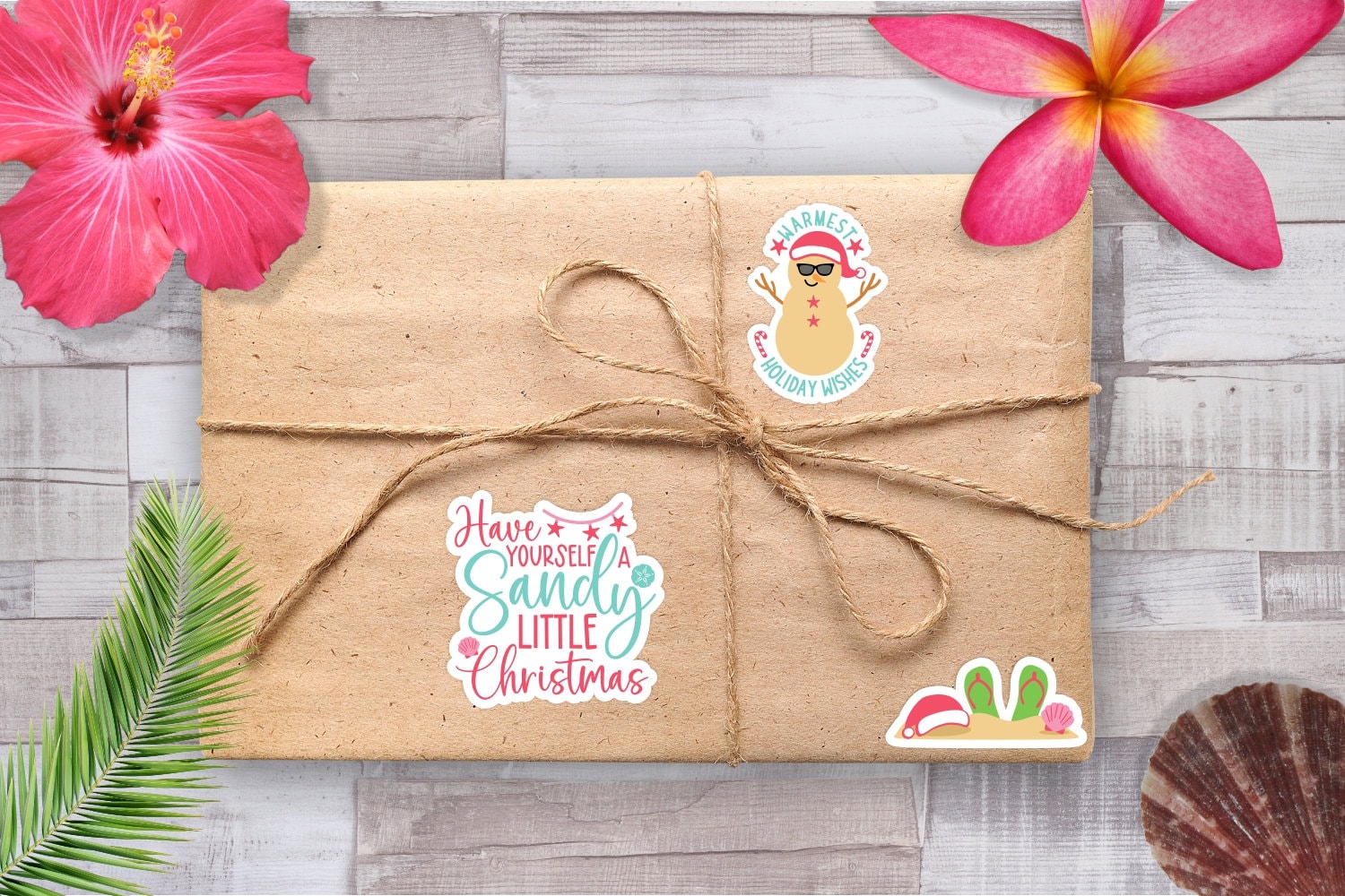 Tropical Christmas PNG Sticker Bundle Beach Christmas Digital Stickers ...