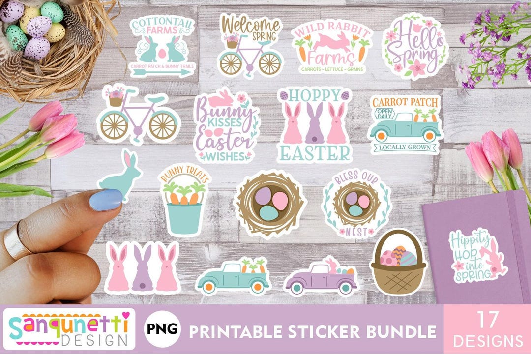 Easter PNG Stickers, Spring Digital Sticker Printable Bundle - Etsy