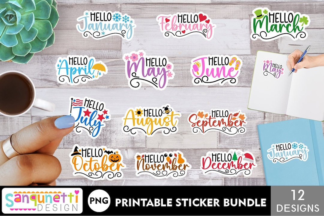 Month PNG Planner Stickers, Months of the Year Stickers - Etsy