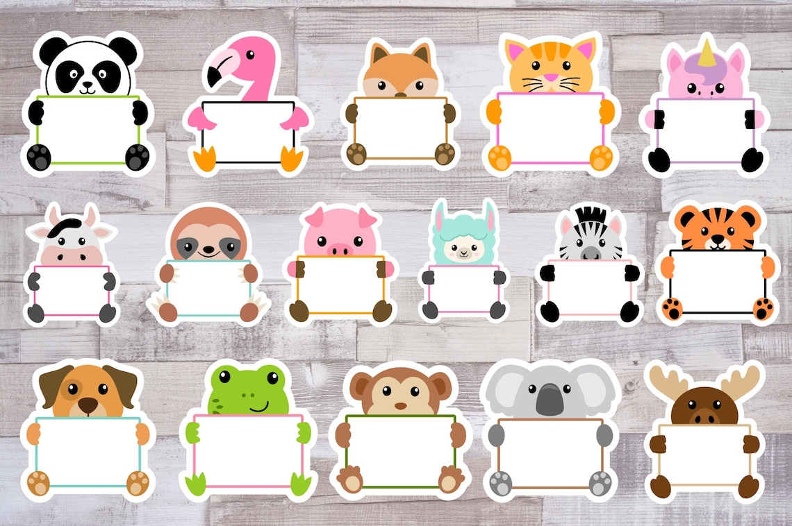 Animals Holding Signs Digital Stickers, Animal PNG Sticker Bundle - Etsy