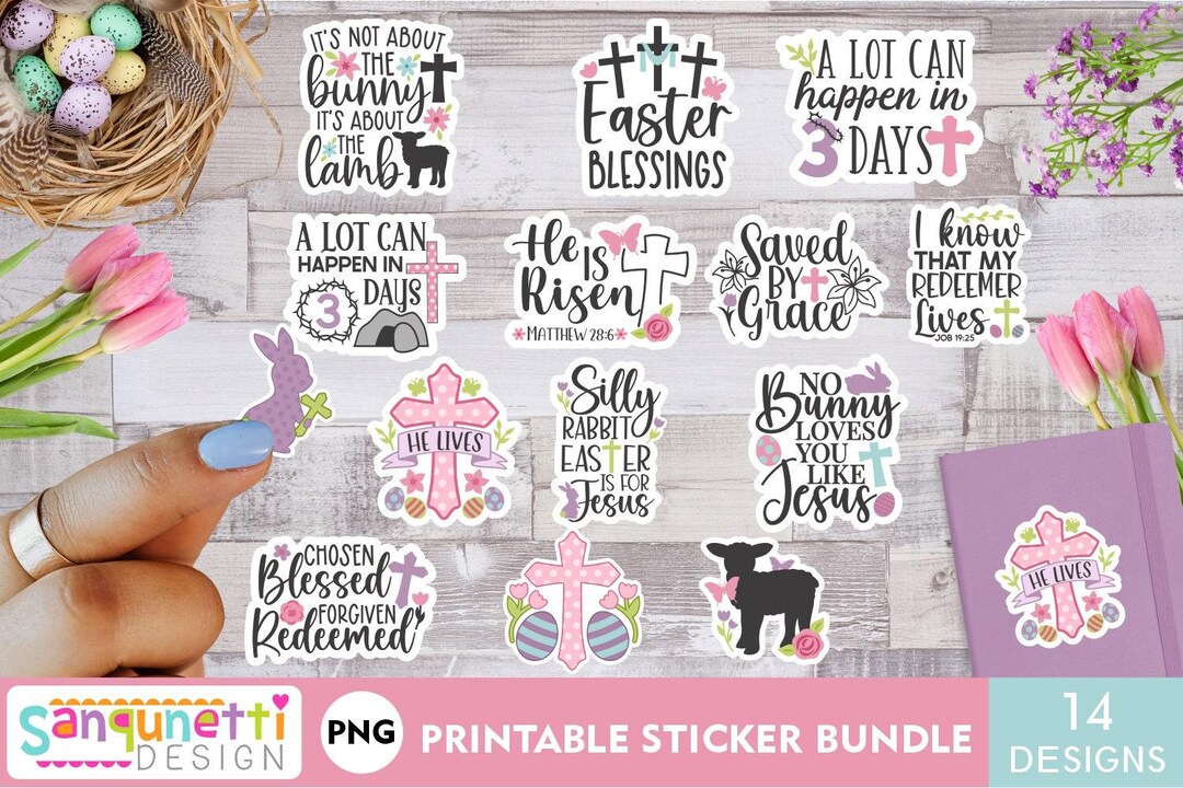 Religious Easter PNG Stickers , Faith Printable Easter Digital Sticker ...