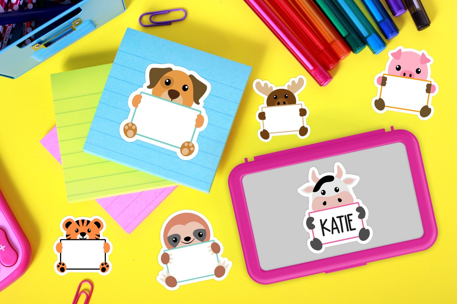 Animals Holding Signs Digital Stickers, Animal PNG Sticker Bundle - Etsy