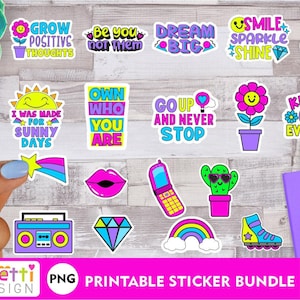 90s Inspirational PNG Stickers, Nineties Printable Digital Stickers - Etsy