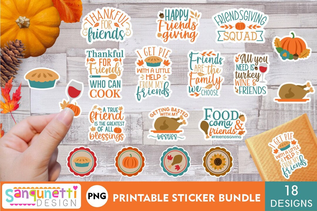 Friendsgiving PNG Stickers, Thanksgiving Digital Sticker Bundle - Etsy