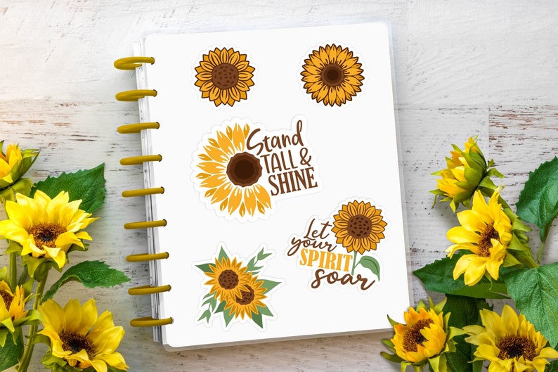 Sunflower PNG Stickers, Sunflower Digital Sticker Bundle - Etsy
