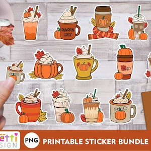 Fall Coffee Sticker Bundle | Pumpkin Spice Latte Stickers - Etsy