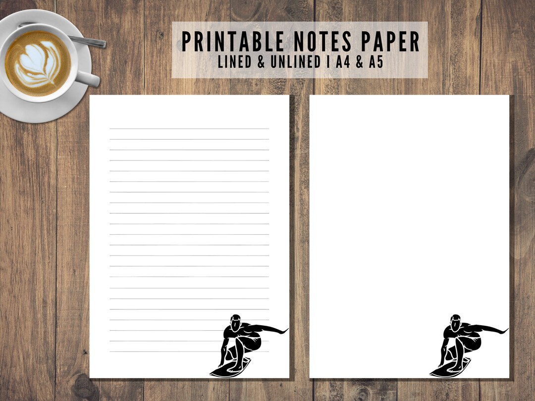 Surfing 3 Stationery Notes, Printable // Flower Dream Border Letter ...