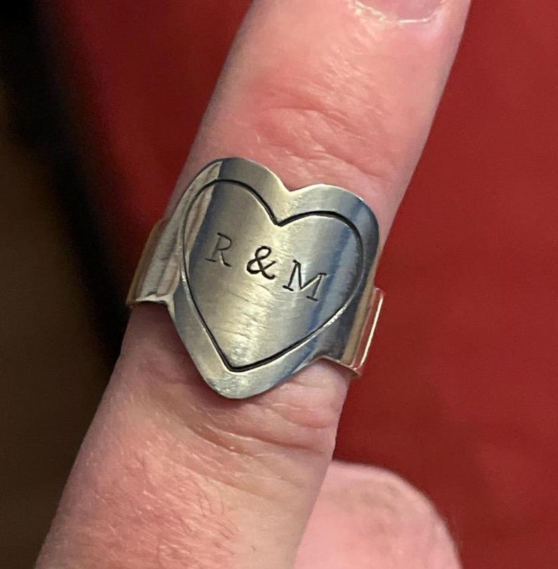 Custom Sterling Engraved Heart Ring - Etsy