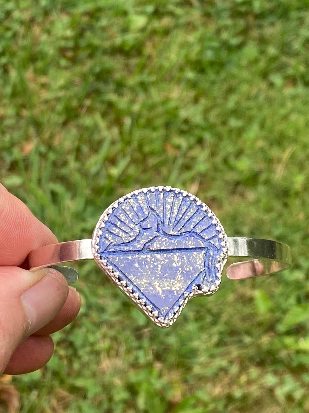 Lapis Lazuli Cats Down Under the Stars Sterling Silver Cuff Bracelet - Etsy