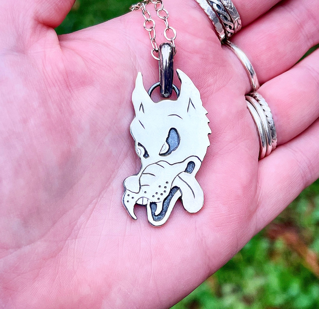 Sterling Silver Dire Wolf Pendant - Etsy