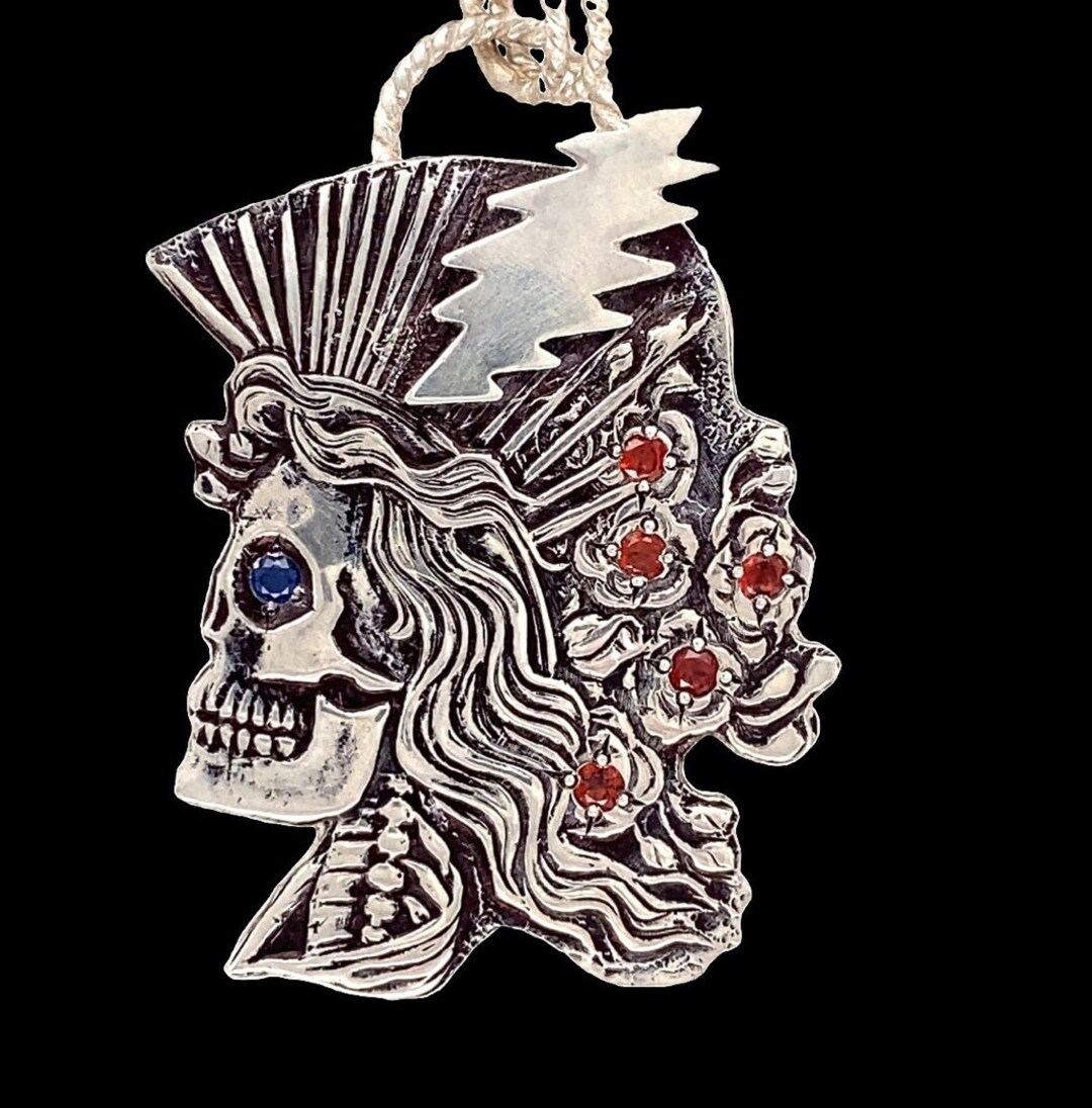 Sterling Sapphire and Garnet Lady Liberty Pendant - Etsy