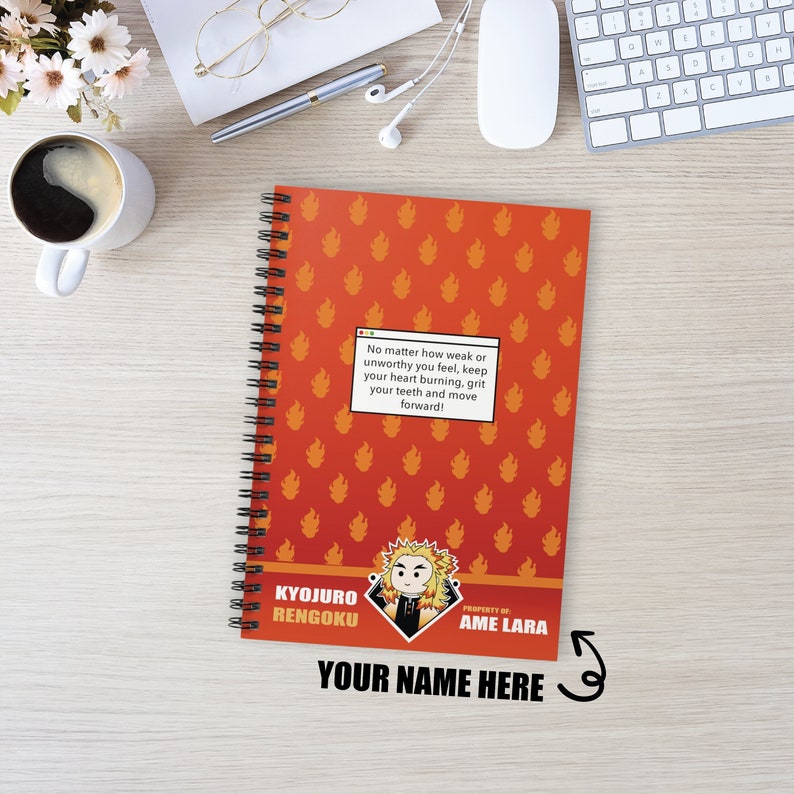 CUSTOM Rengoku Notebook Demon Slayer Notebook Kimetsu Notebook Gift for ...