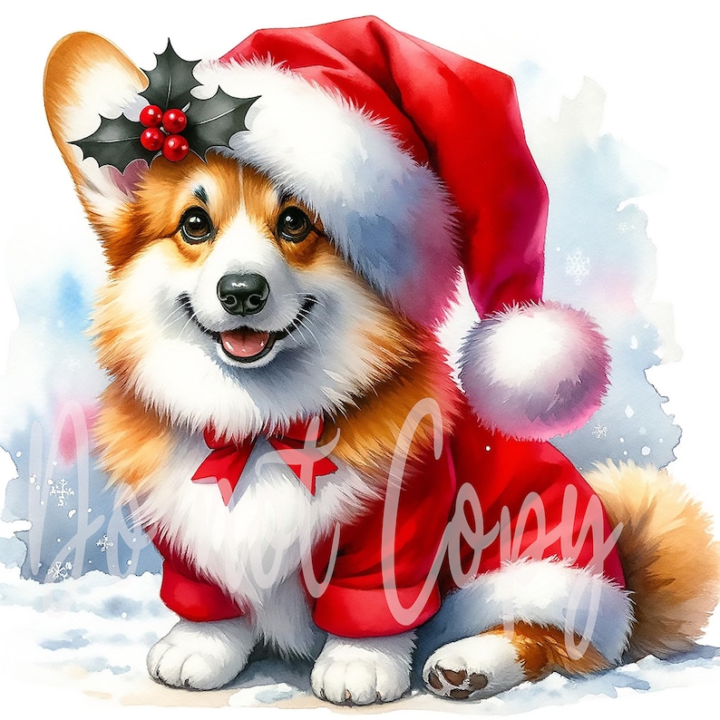 Watercolor Corgi Dog File , Corgi Christmas PNG, Corgi Dog With ...