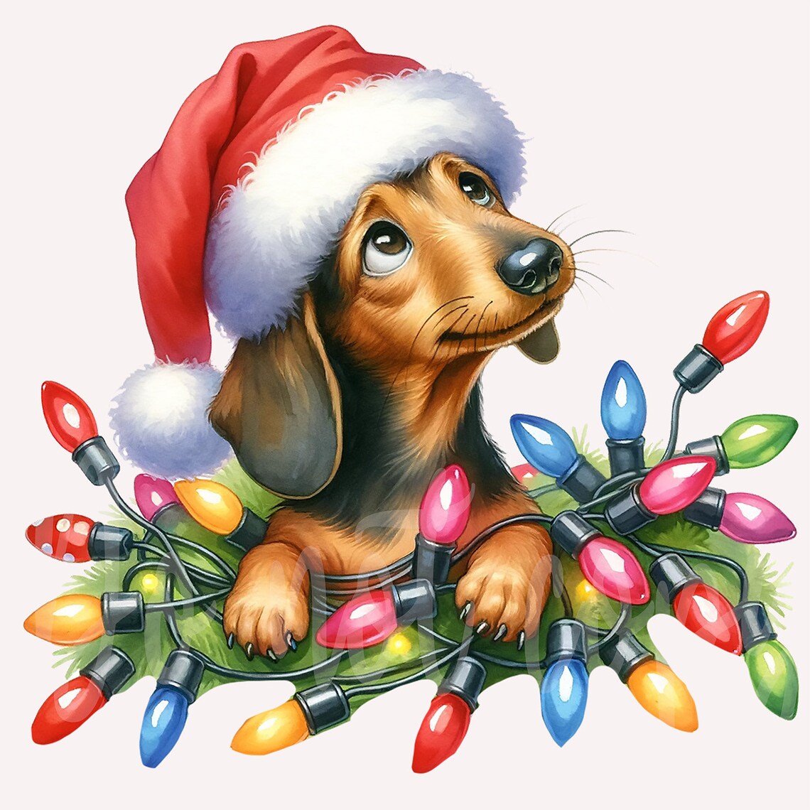 WIENER Dog File , Wiener Christmas PNG, Wiener Dog With Christmas Light ...