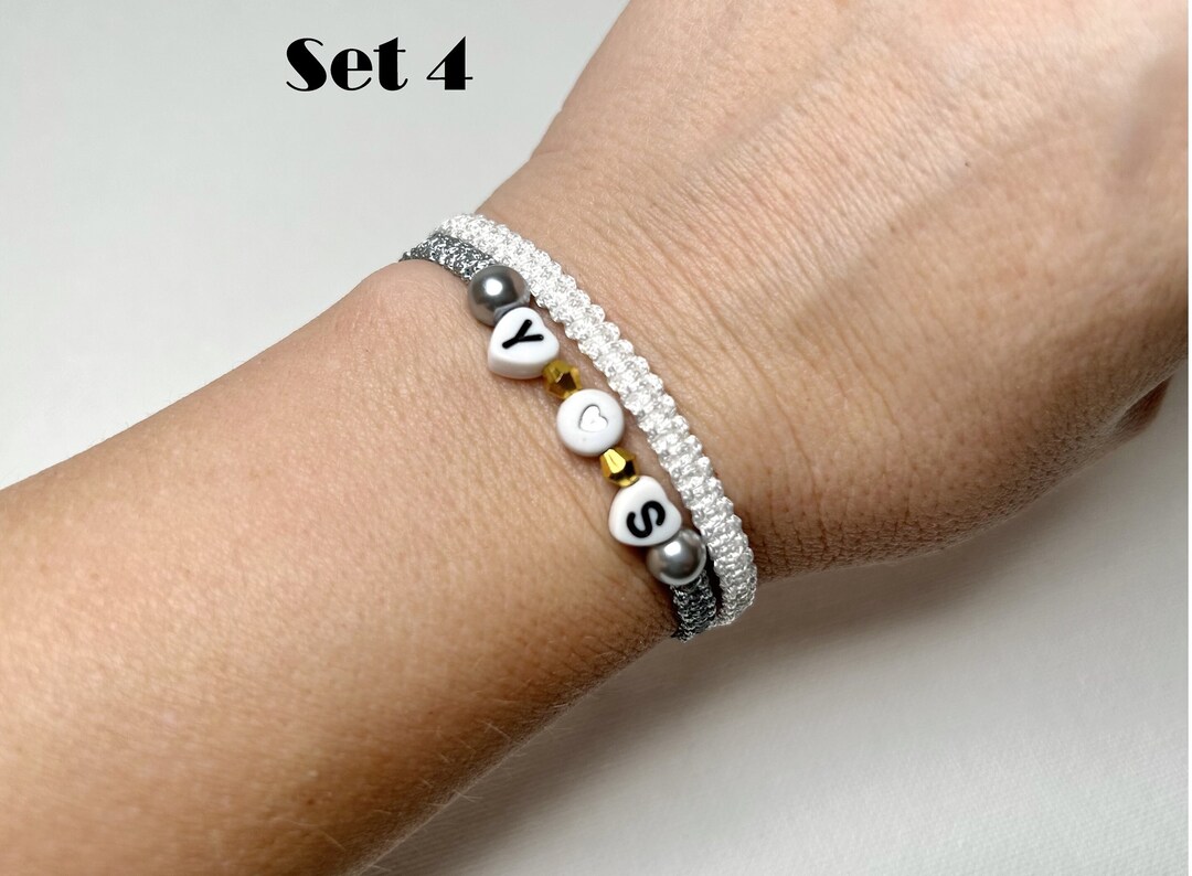 Set of 2 Personalized Initial Bracelets With a Wish Card and a Gift ...