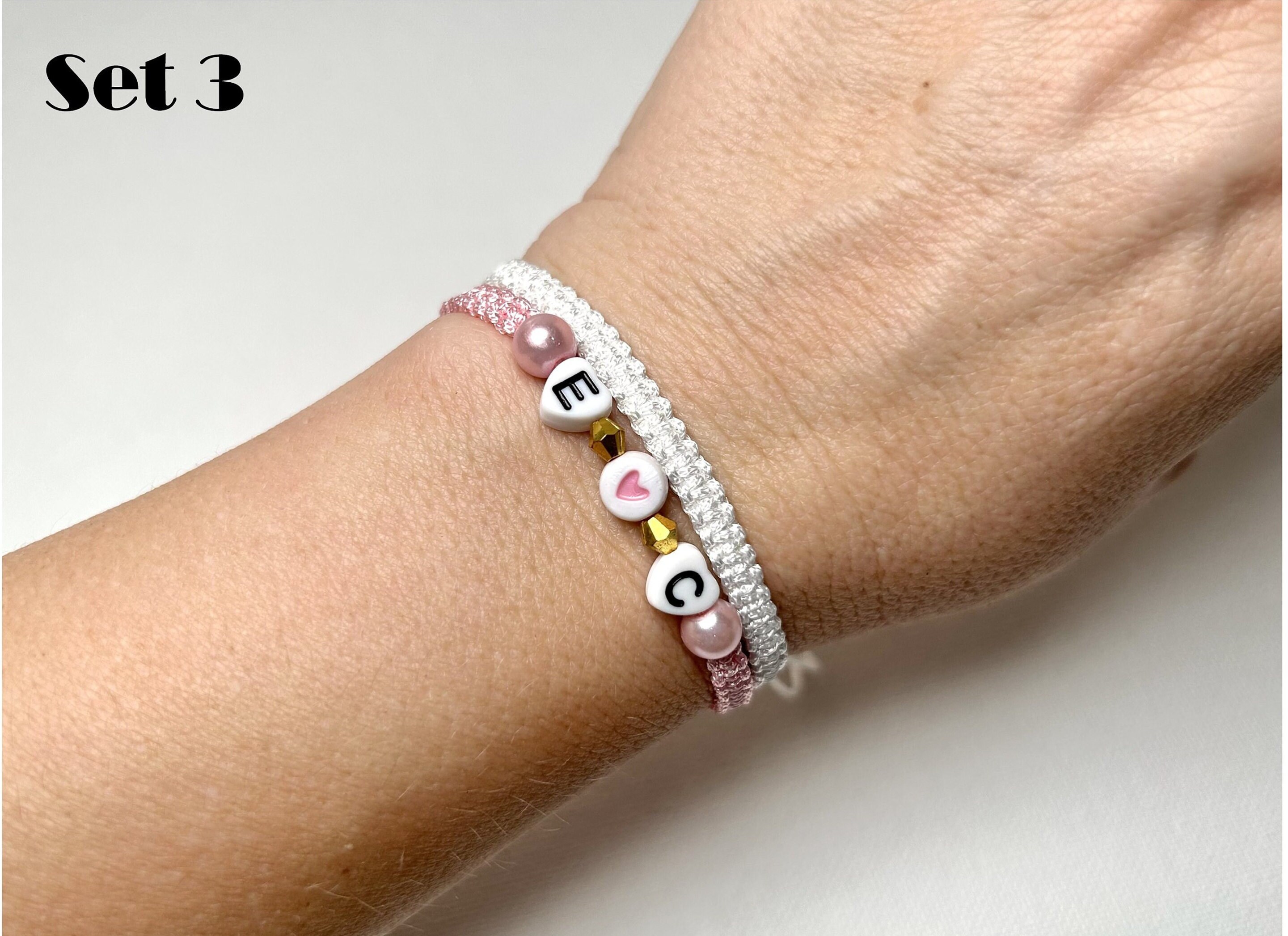 Set of 2 Personalized Initial Bracelets With a Wish Card and a Gift ...