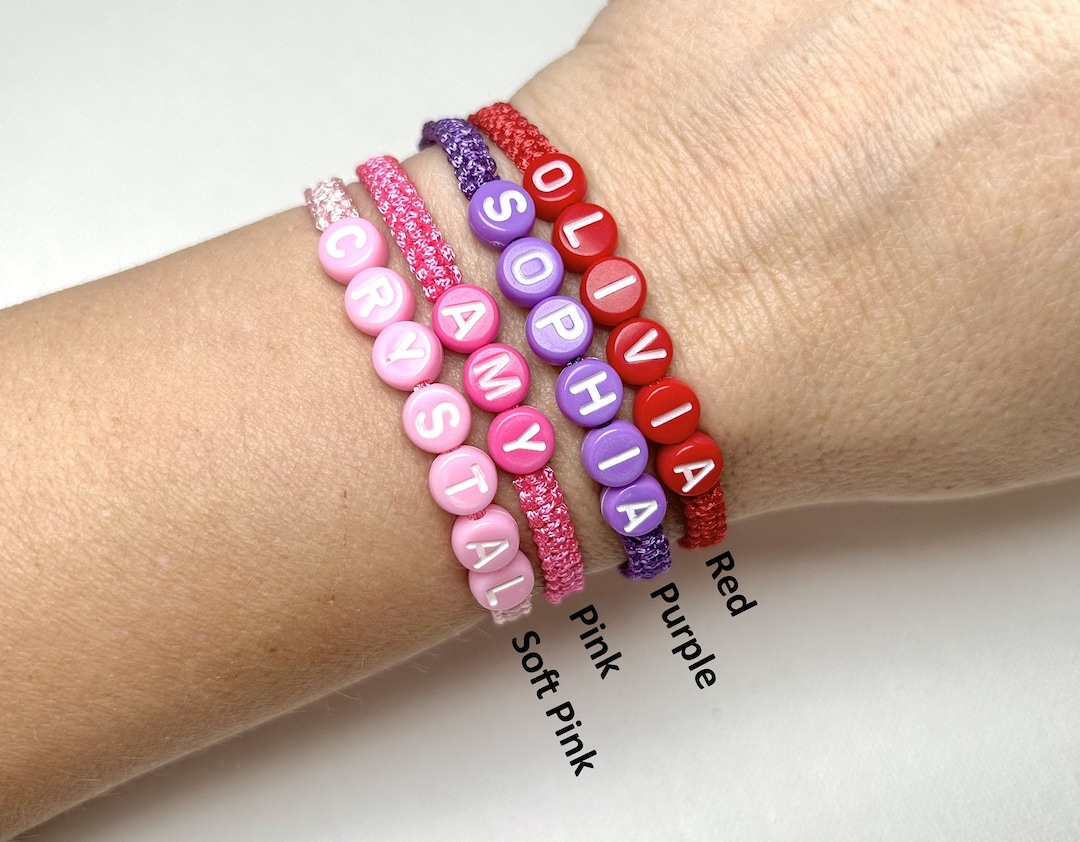 Set of 2 Personalized Name Bracelets With a Wish Card and a Gift Wrap ...