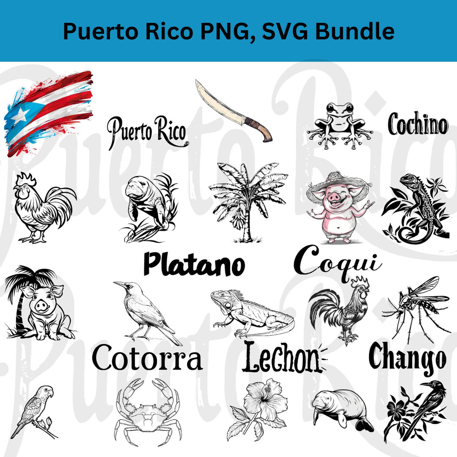 Puerto Rico SVG PNG Bundle, Cricut SVG - Etsy