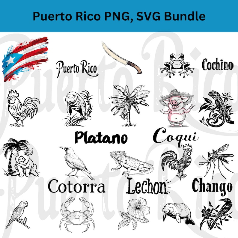 Puerto Rico SVG PNG Bundle, Cricut SVG - Etsy