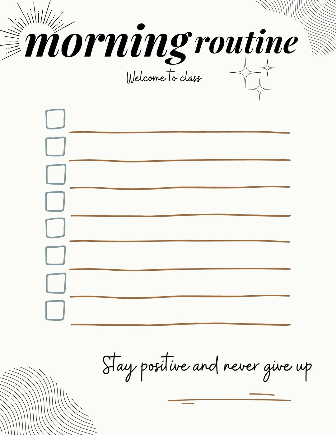 Classroom Morning Routine Template Download - Etsy