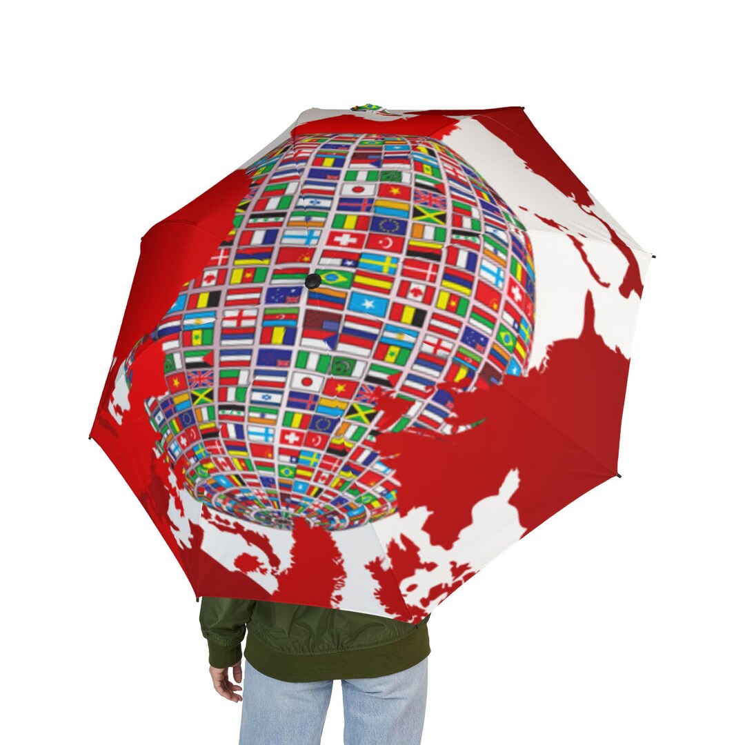 Globe of Flags Umbrella | Foldable Umbrella | Compact Travel Accessory ...