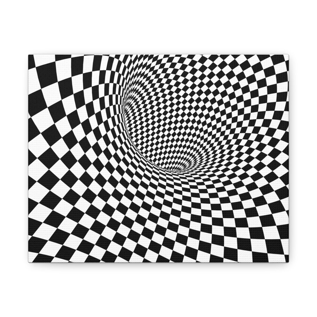 Checkerboard 3D Tunnel Canvas Print: Optical Illusion Wall Art Gift - Etsy