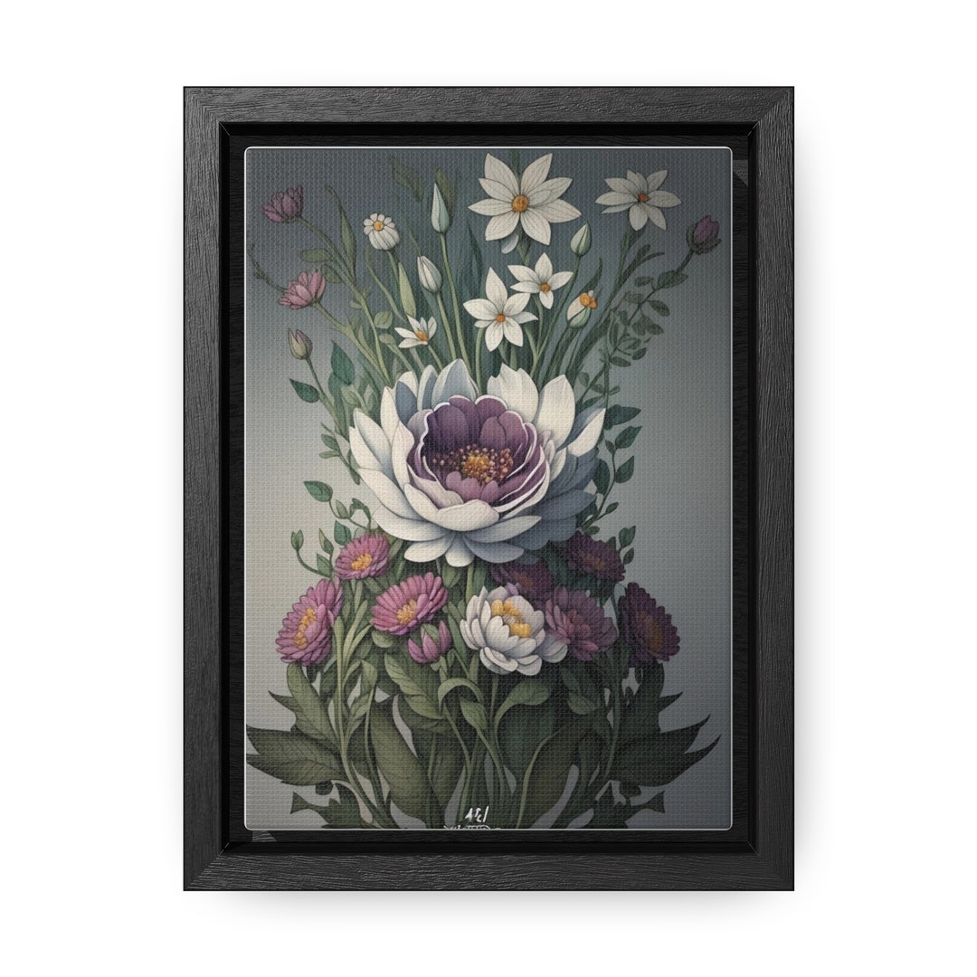 Enchanting Floral Vertical Canva Wrap Unique Gallery Art for - Etsy