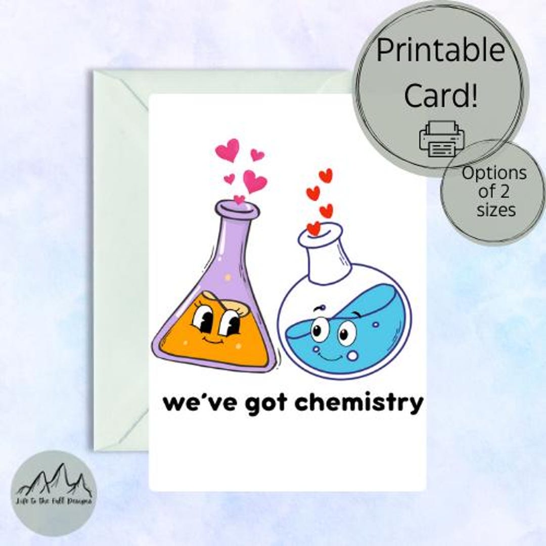 Chemistry Valentine's Card | Printable Card| Lifetothefulldesign - Etsy