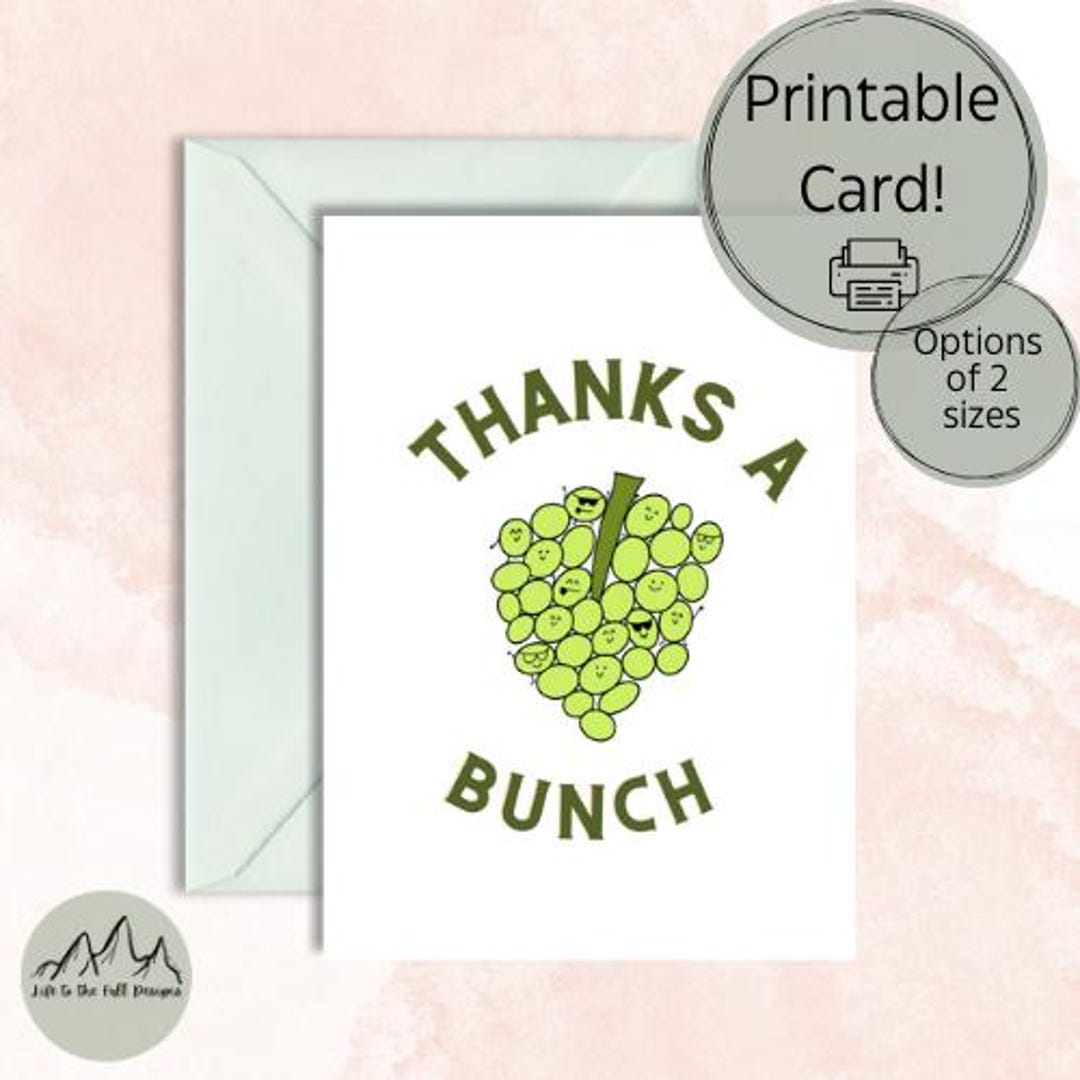 Thanks a Bunch | Printable Card| Lifetothefulldesign - Etsy