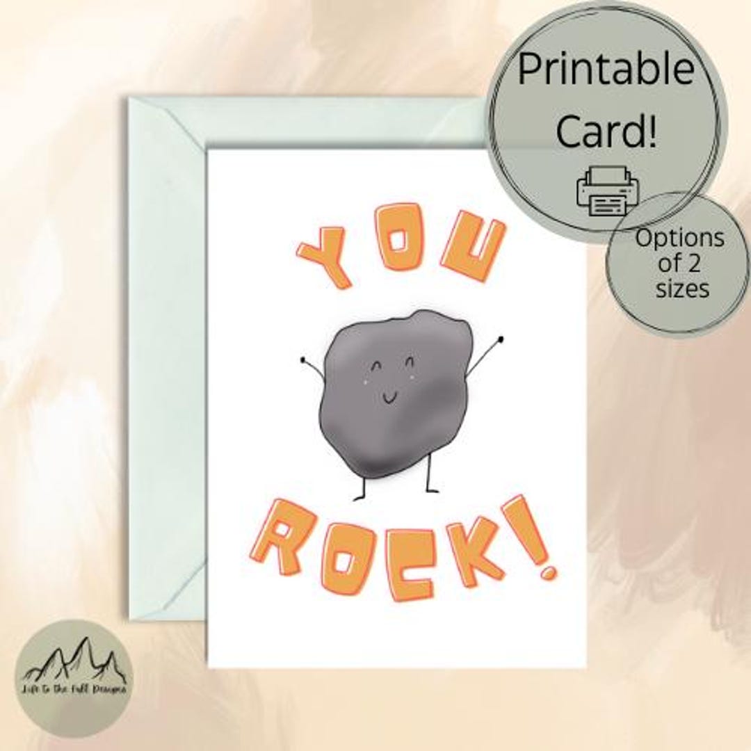 You Rock! | Printable Card| Lifetothefulldesign - Etsy