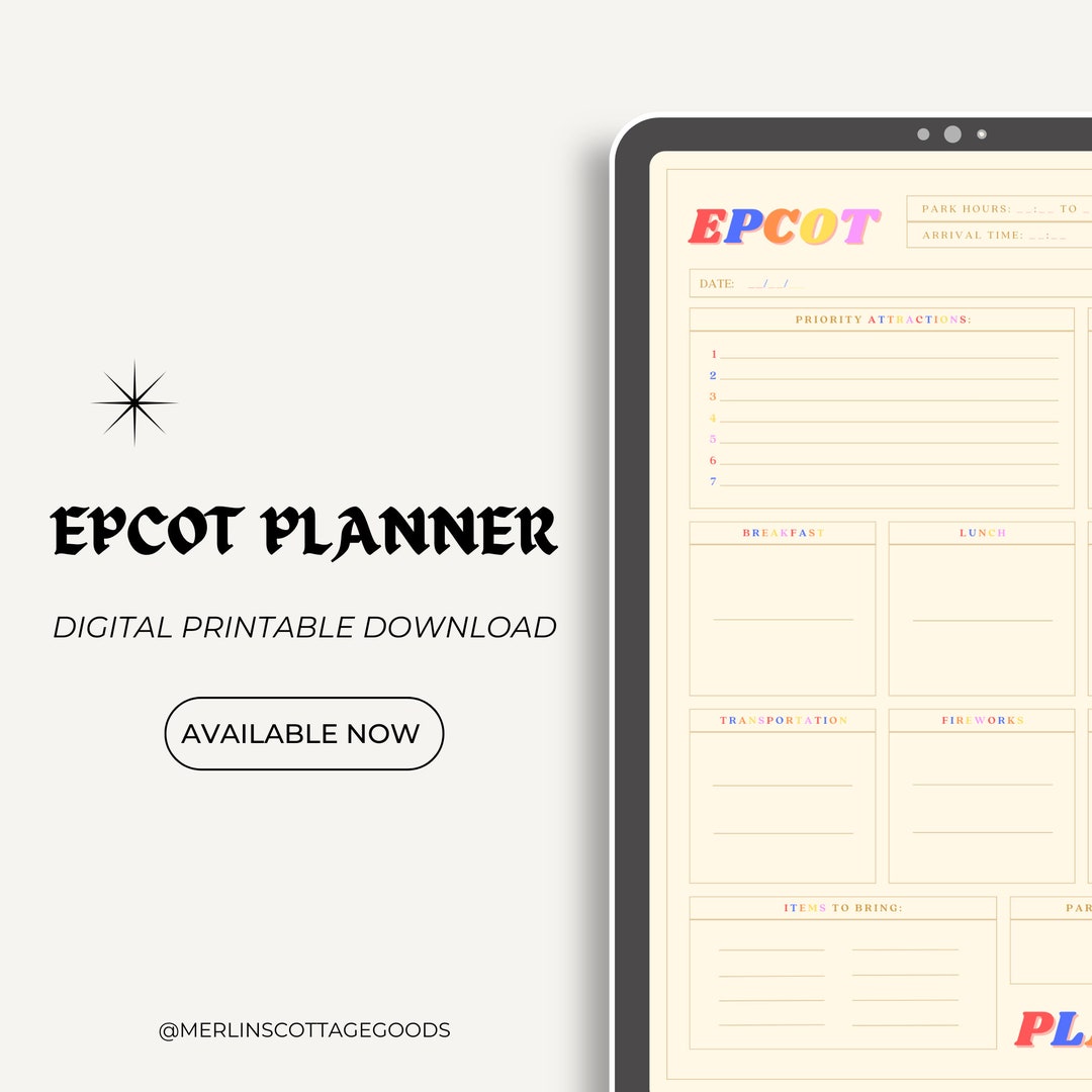 Printable Epcot Planner Page - Etsy