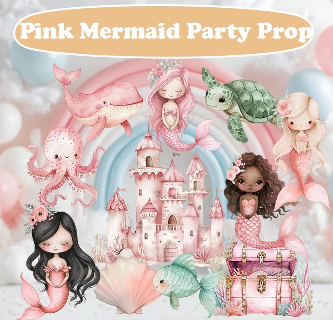 Pink Mermaid Party Prop, Mermaid Theme Baby Shower, Mermaid Tail Cut ...